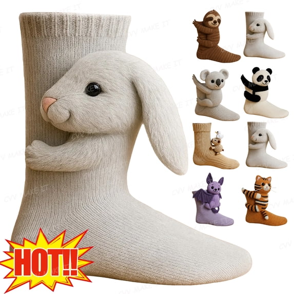 Animal Socks 3D Knit Animal Socks for Animal Lovers Hand Crocheted ...