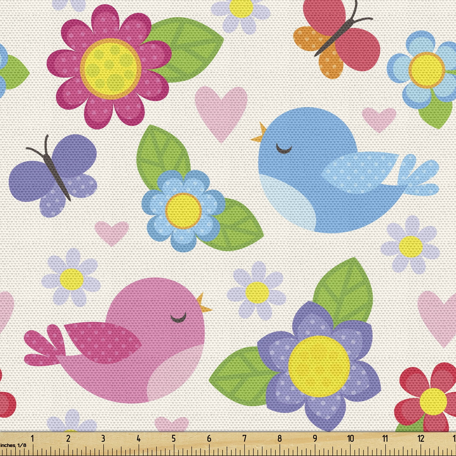 Animal Sofa Upholstery Fabric by the Yard, Blue and Pink Birds ...