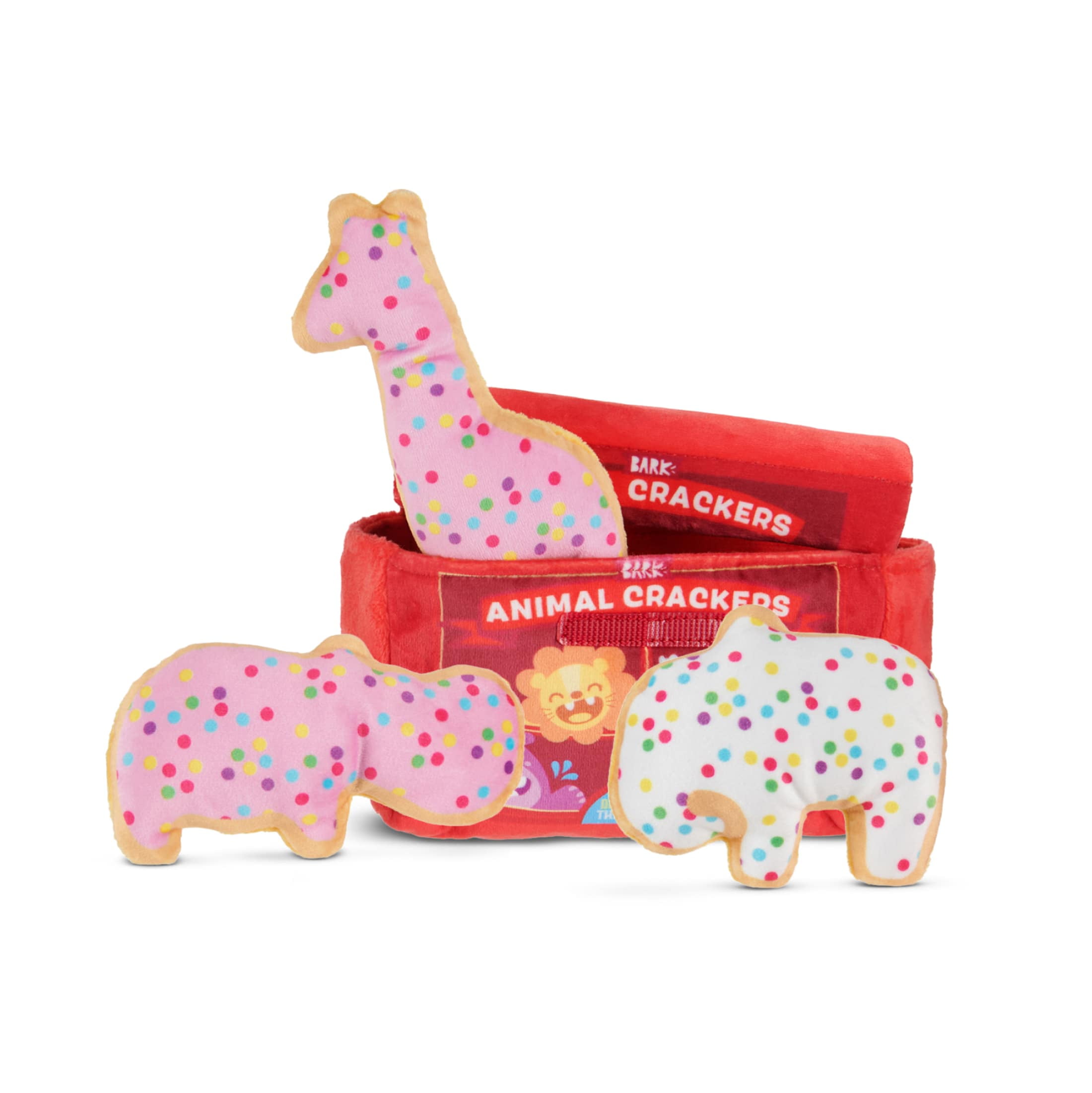 BARK Animal Squeakers Snacks Cookie Snack Pack Multicolor Plush Dog Toy ...