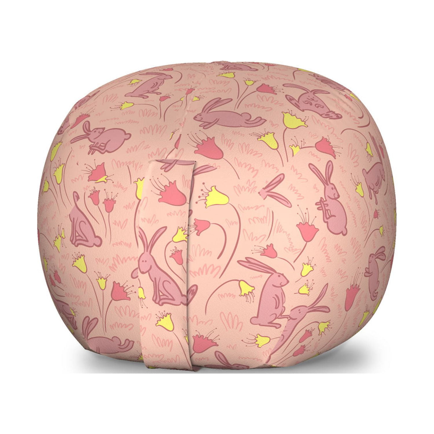 Animal Storage Toy Bag Chair, Bunnies with Flowers Pastel Spring Flora ...