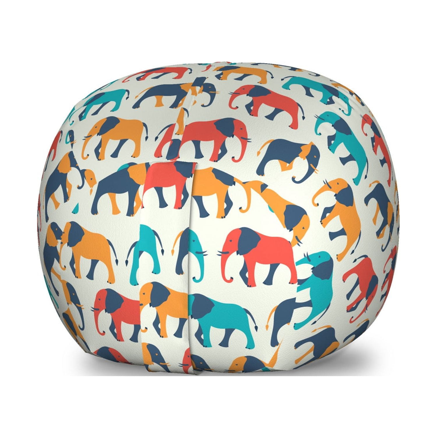 Animal Storage Toy Bag Chair, Retro Style Colorful Animals with Tusks ...