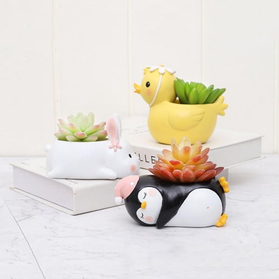 Animal Succulent Plant Pots, Mini Penguin Shape Succulent Planter ...
