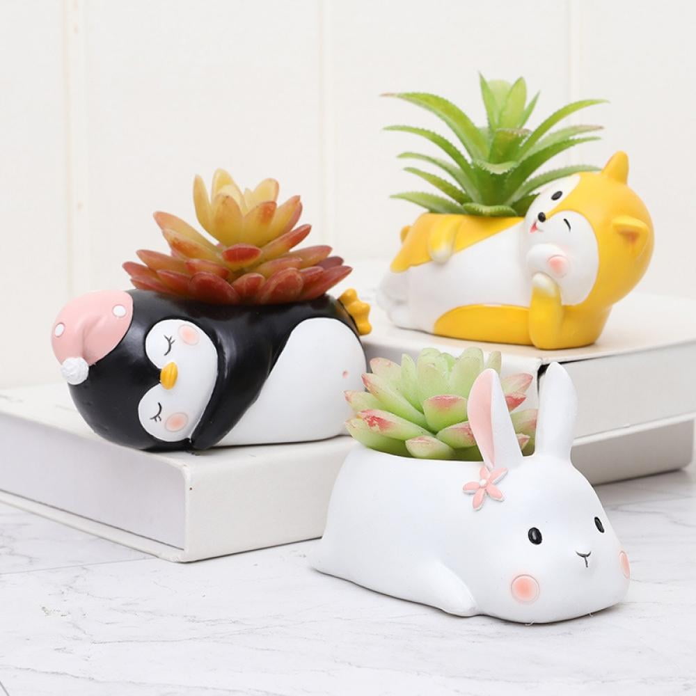 Animal Succulent Plant Pots, Mini Rabbit Shape Succulent Planter ...