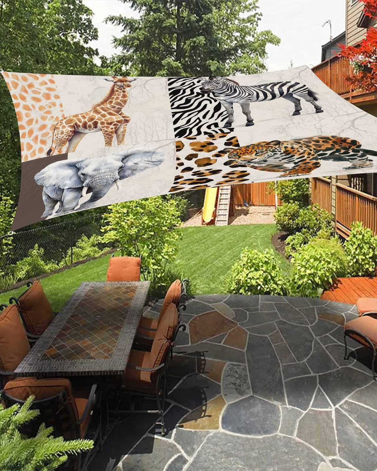 Animal Sun Shade Sail 14'X18' Elephant Tiger Giraffe Zebra UV Block ...