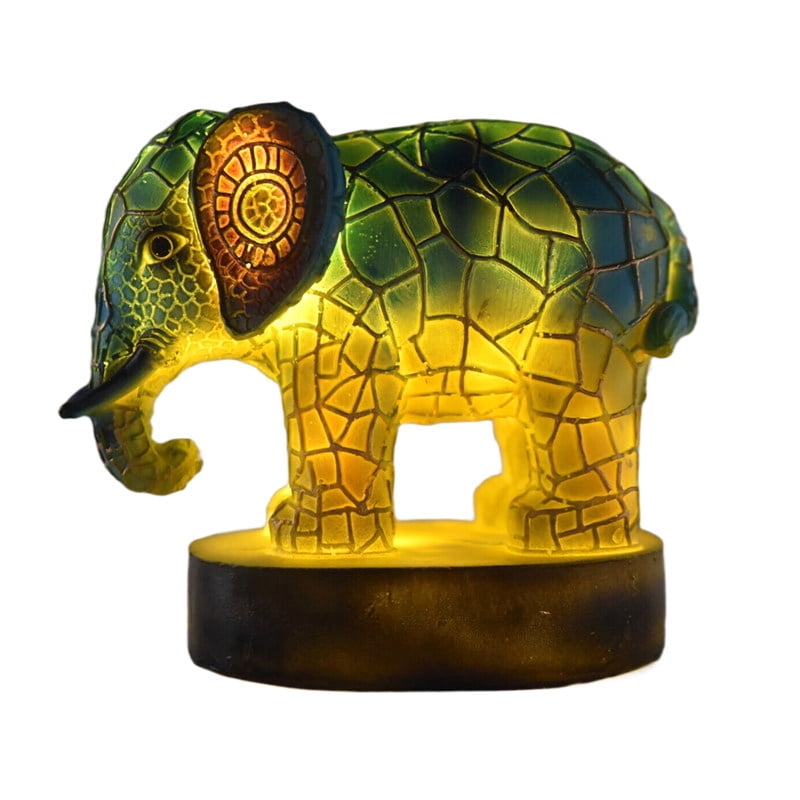 Animal Table Lamp Dyed Resin Elephant Desktop Night Light Light,3D ...