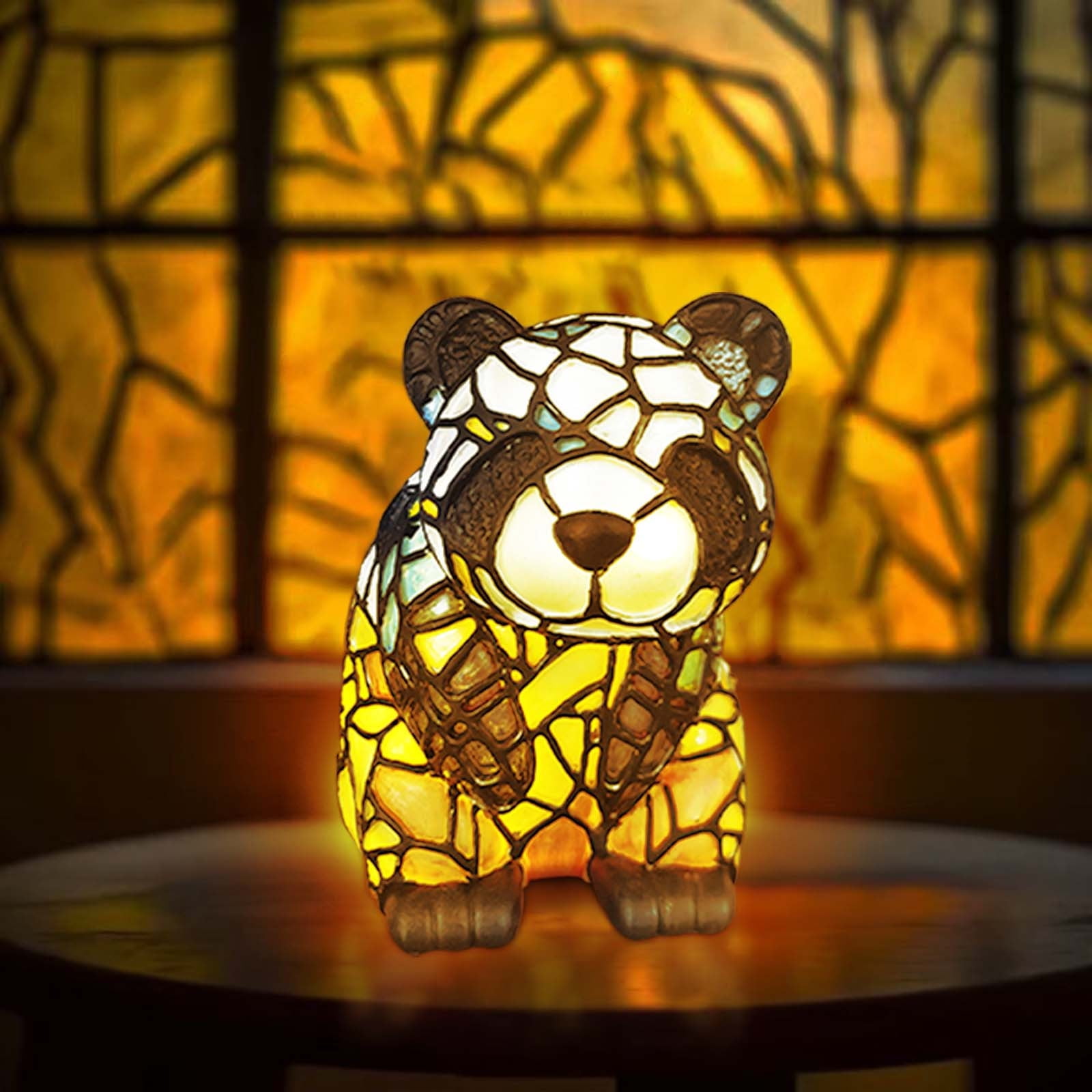Animal Table Lamp Series, Retro Table Lamp, Stained Glass Panda Rabbit ...