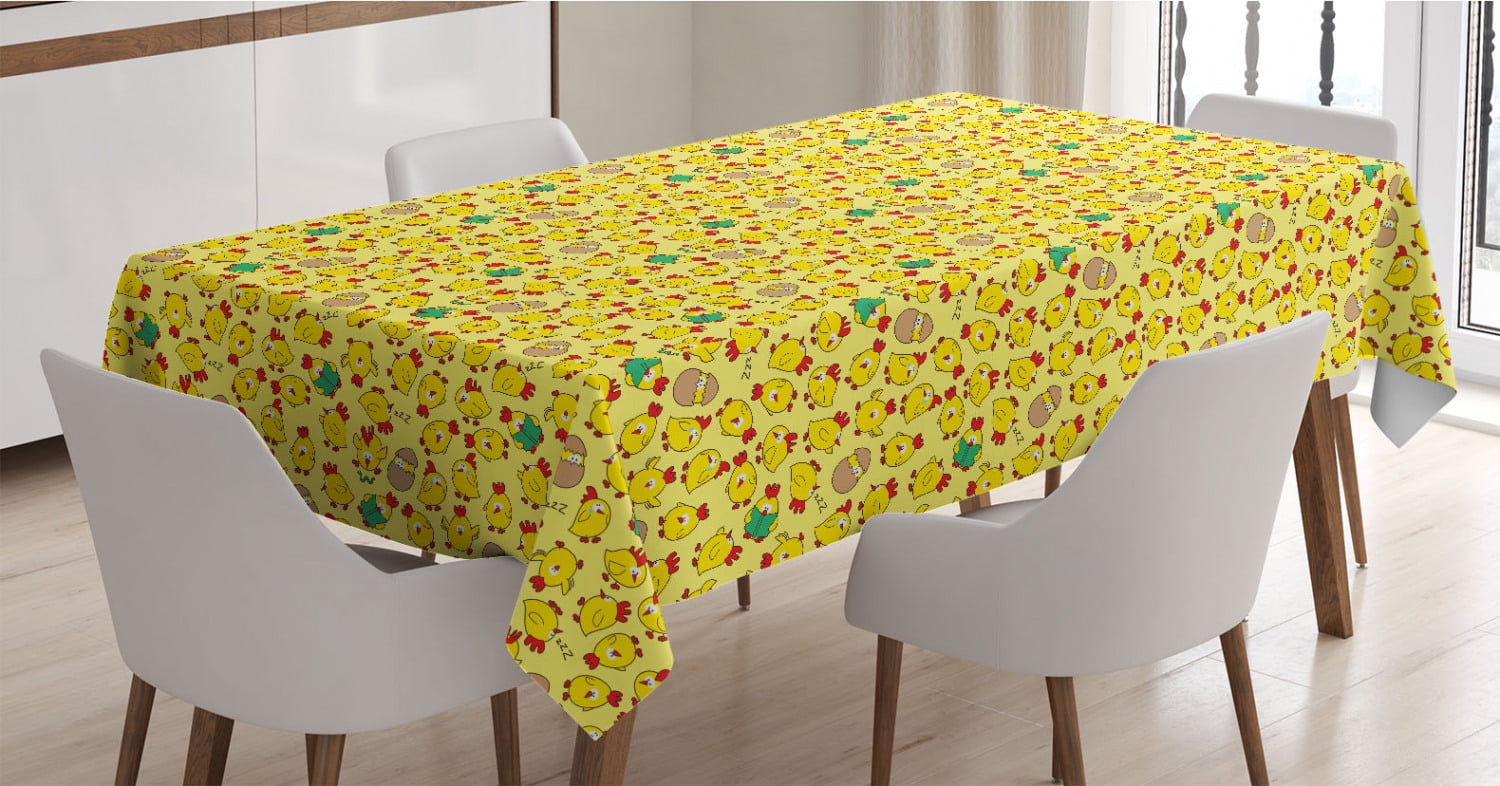 Animal Tablecloth, Chickens in Various Stances Hatching Reading Eating ...