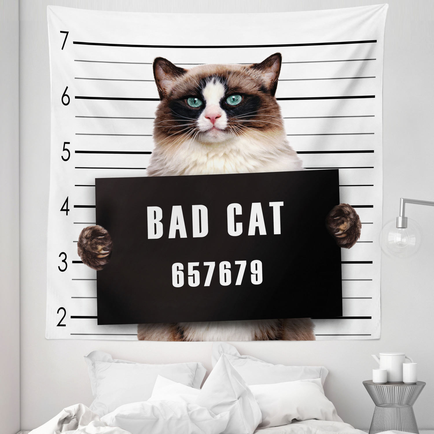 Animal Tapestry, Bad Gang Cat in Jail Kitty Under Arrest Criminal ...