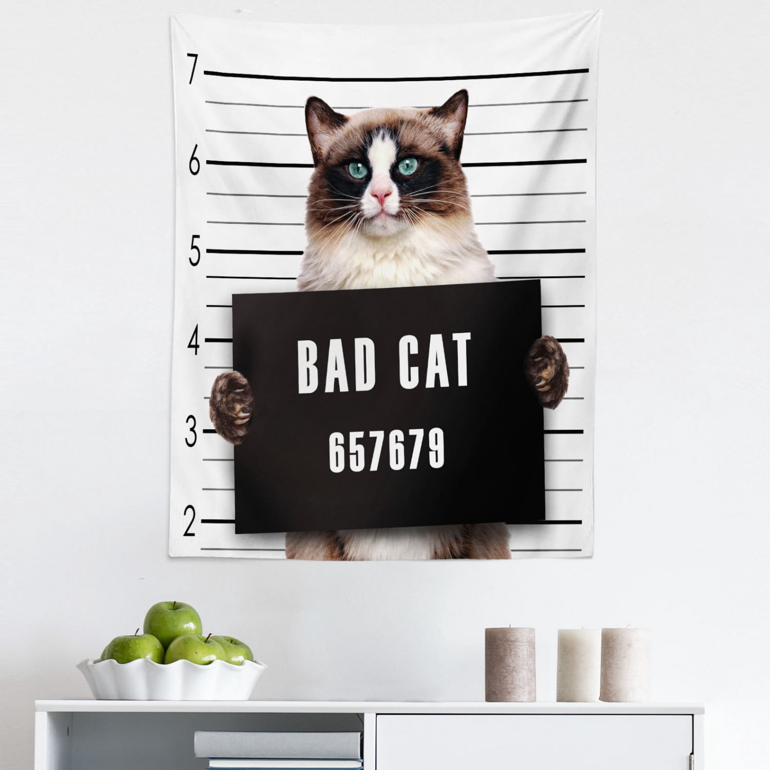 Animal Tapestry, Bad Gang Cat in Jail Kitty Under Arrest Criminal ...