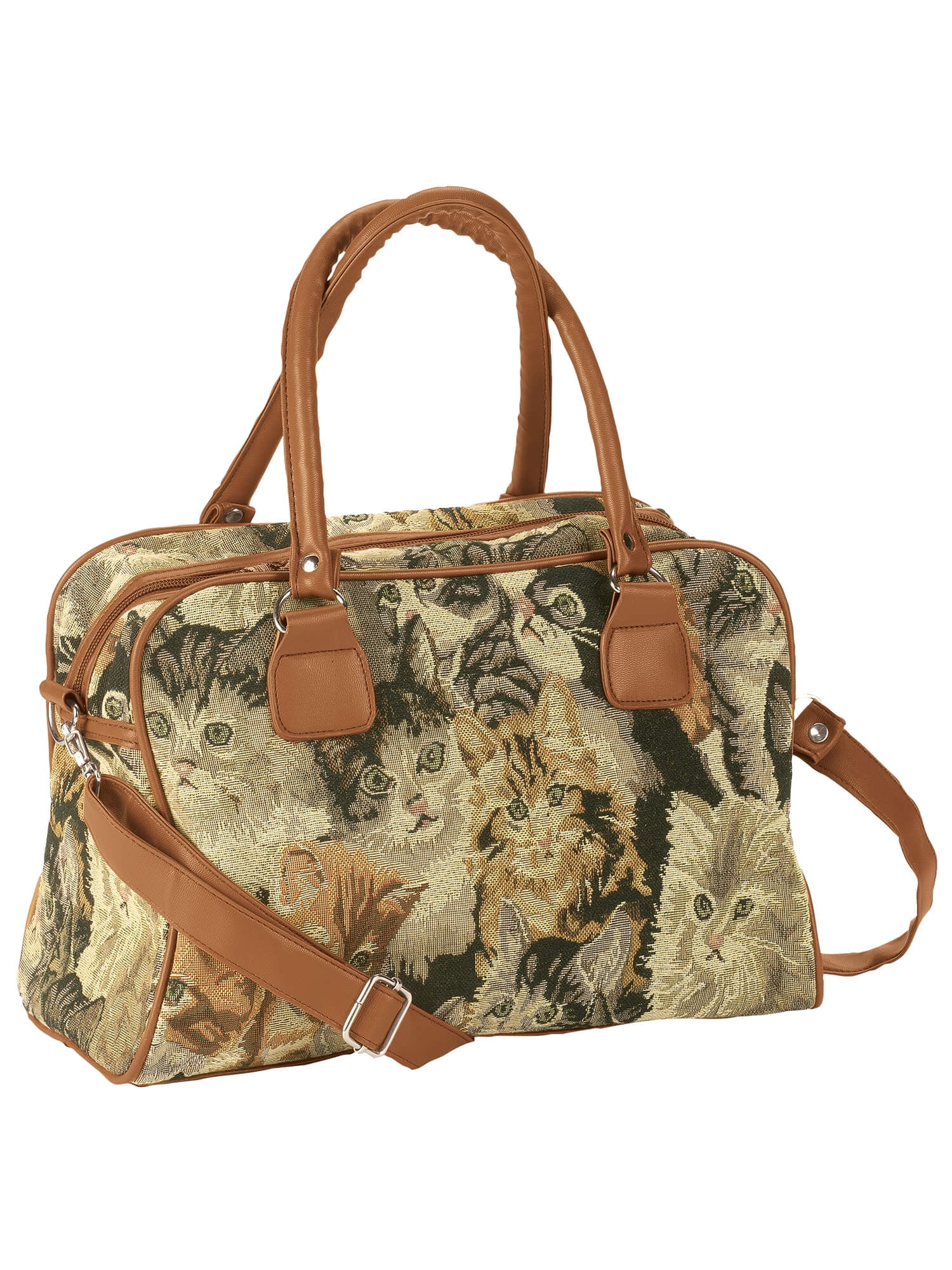 Animal Tapestry Barrel Handbag, Adjustable Straps, Zip Pocket and 2 ...