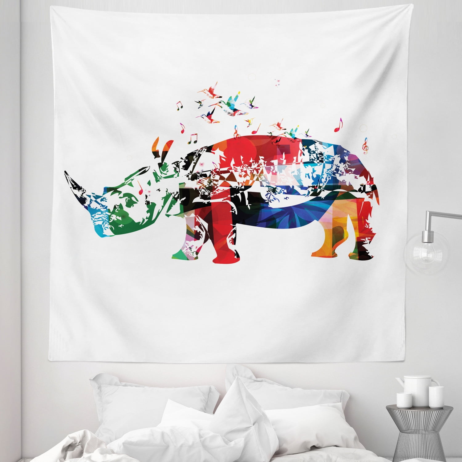 Animal Tapestry, Musical Notes on Creature Abstract Modern Arrangement ...