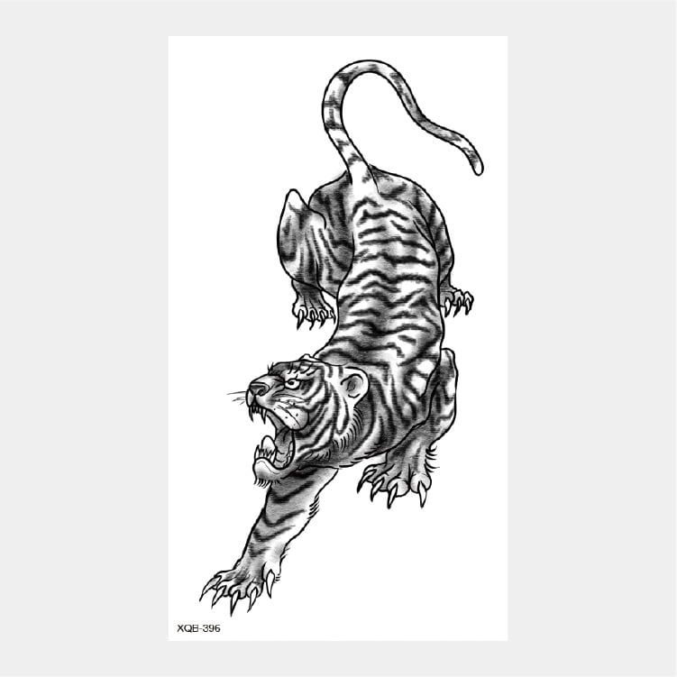 Animal Tattoo Sticker Paper Tiger Lion Wolf Head Half Arm Big Water ...