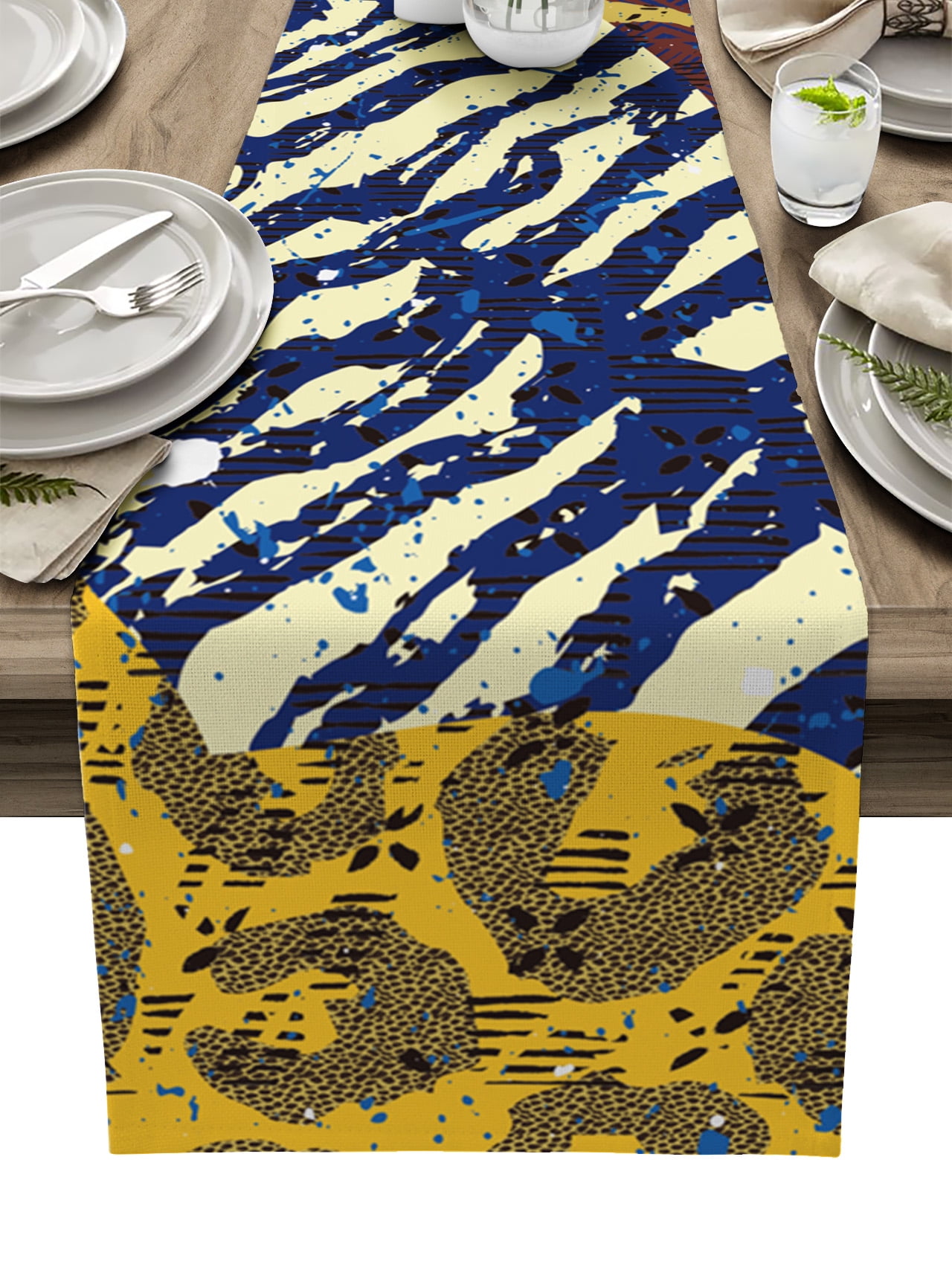 Animal Texture Zebra Black White Table Runner Wedding Party Dining ...