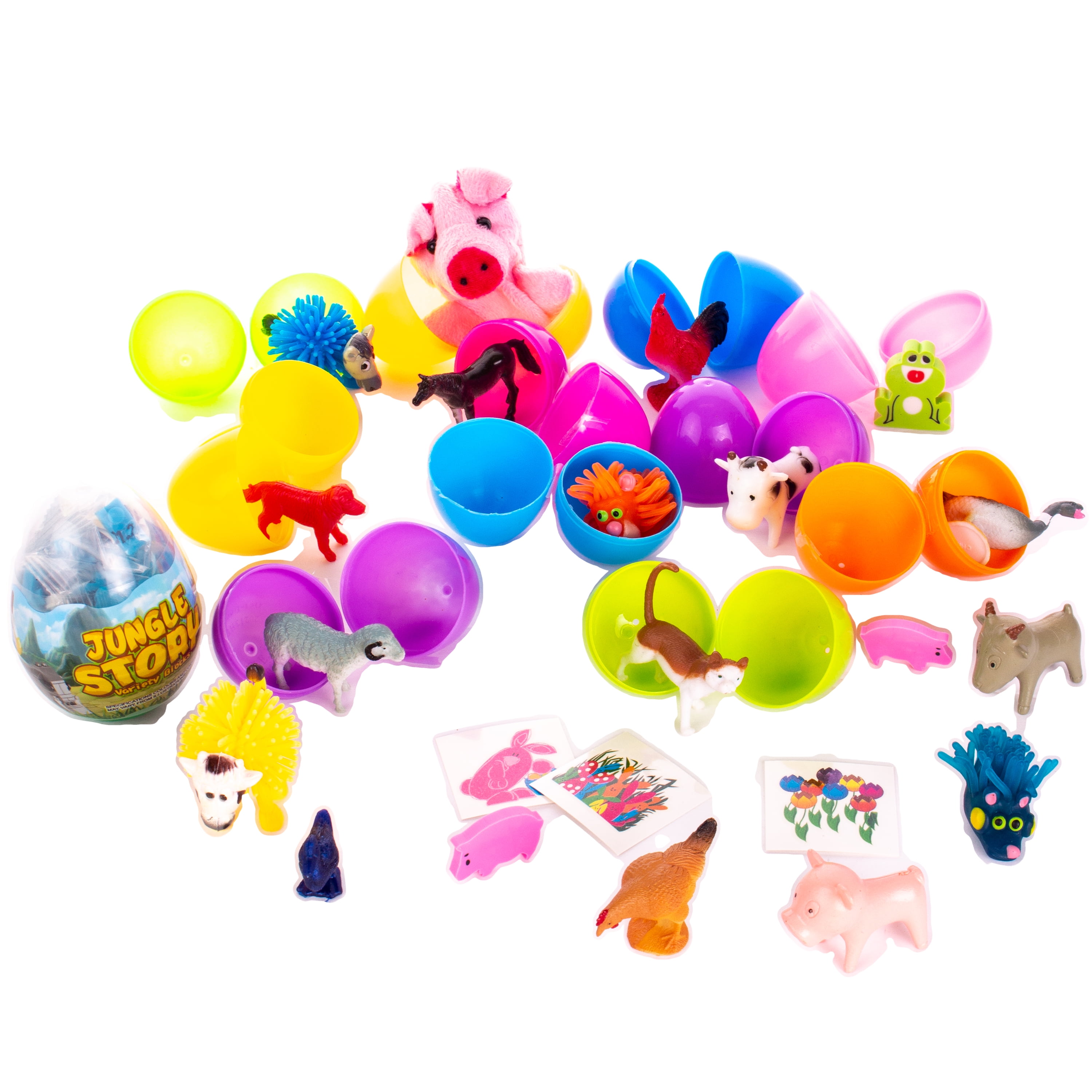 Animal Theme Kids Easter Hunt Toy 2.3" Filled Easter Eggs, 12 CT ...