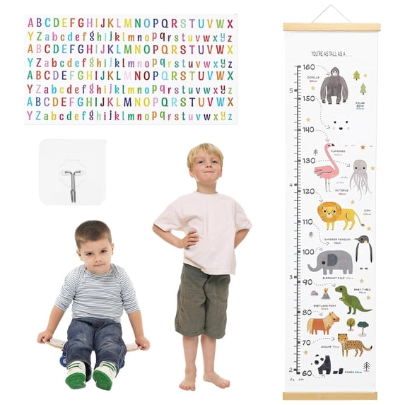 Animal Theme Kids Growth Chart Wall Hanging 48x11.8 Inch Removable ...