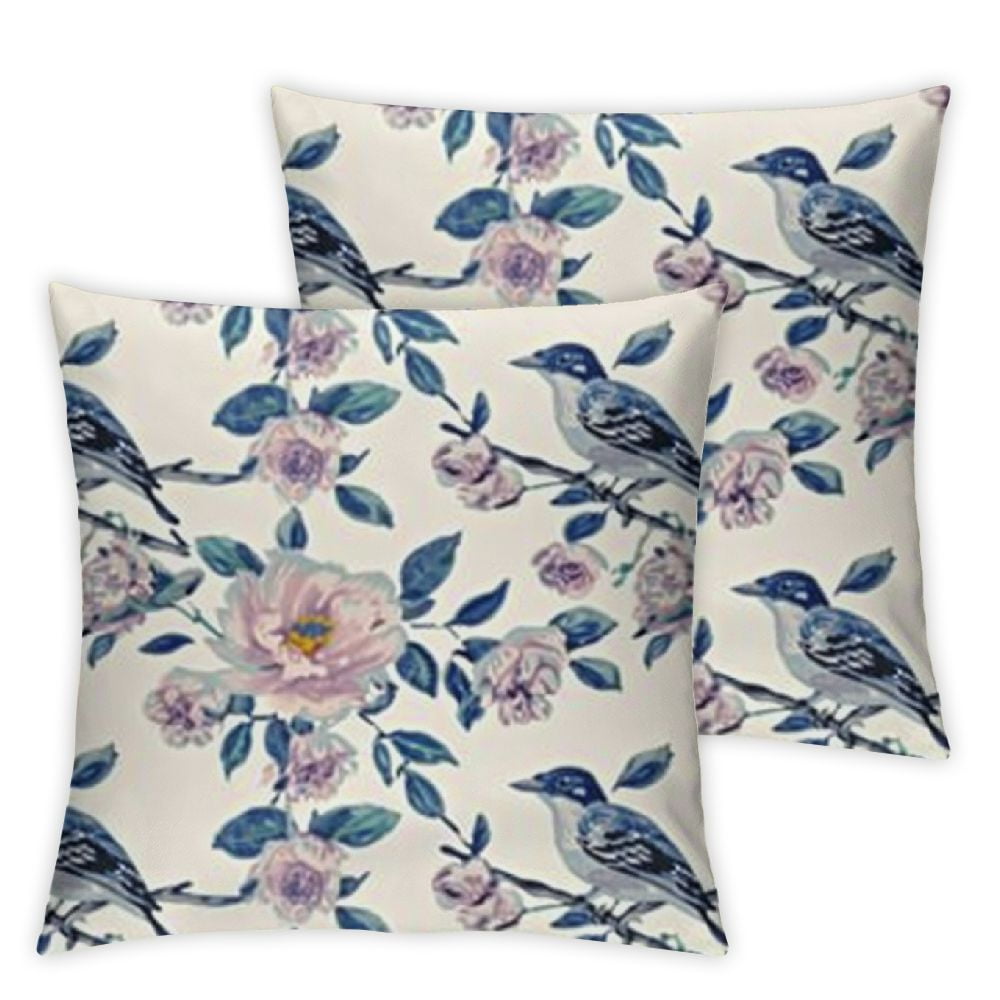Animal Throw Pillow Cushion Cover, Spring Birds Sparrows with Branches ...