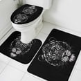Animal Tiger Bathroom Rugs Set Ear Eyes Lines Texture Black Non Slip ...