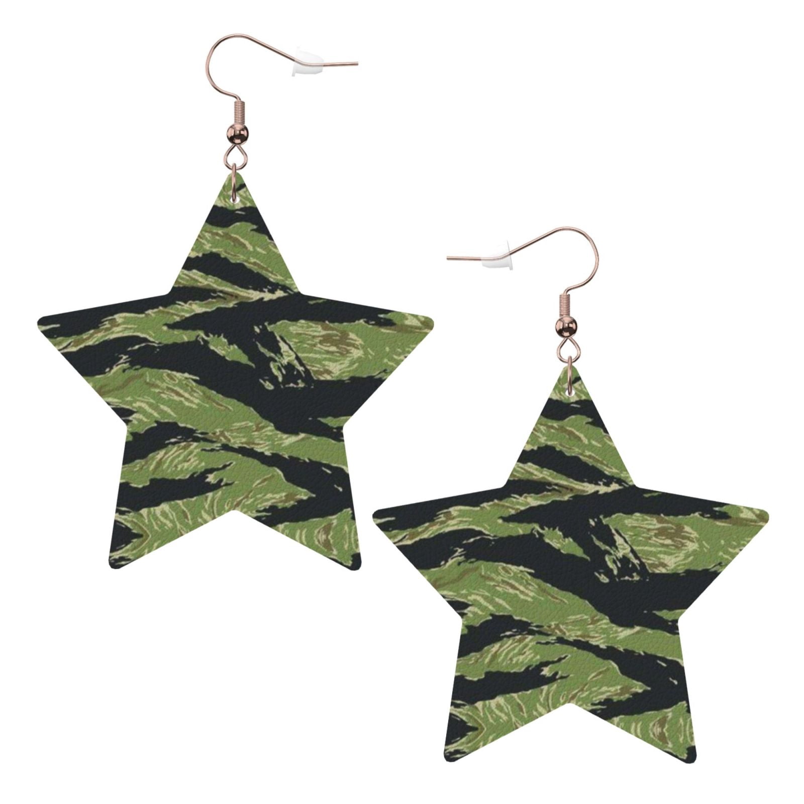 Animal Tiger Stripe Star Faux Leather Dangle Drop Earrings For Women ...
