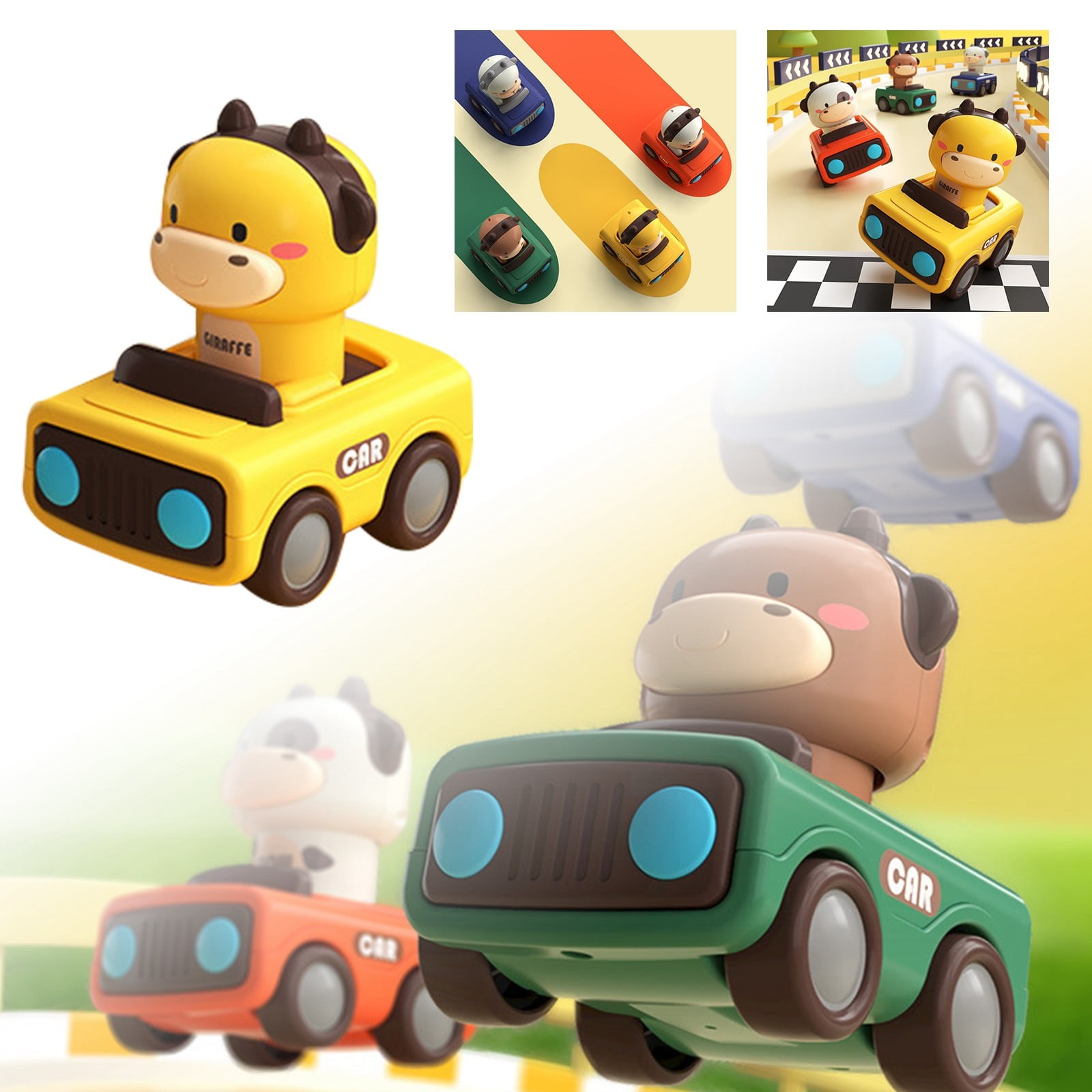 Animal Toy Car Cute Cartoon Slide Team Car for Kids 5-7 100s Chart ...