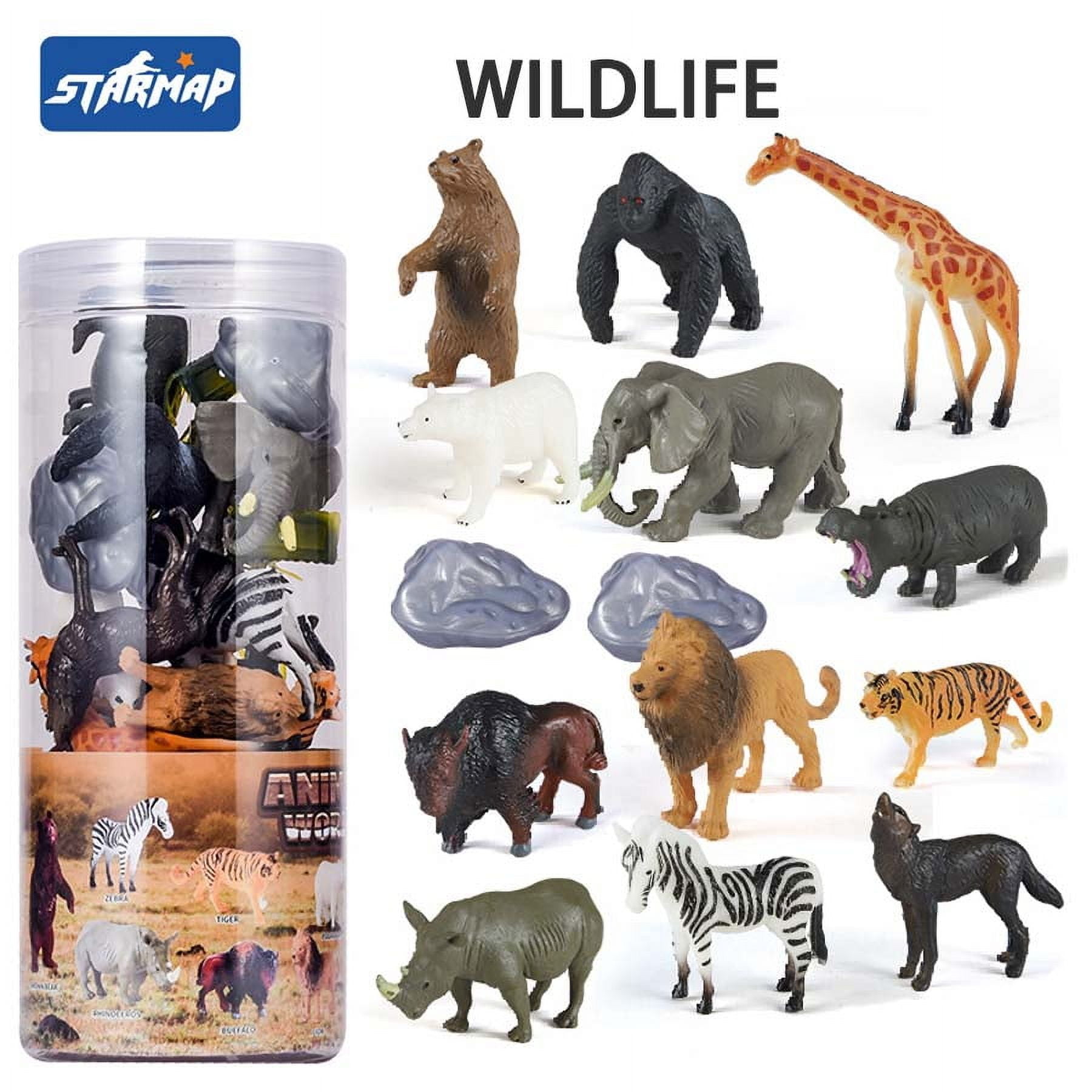 Animal Toys Figures, 12 PCS Realistic Wild Jungle Animals Figurines ...