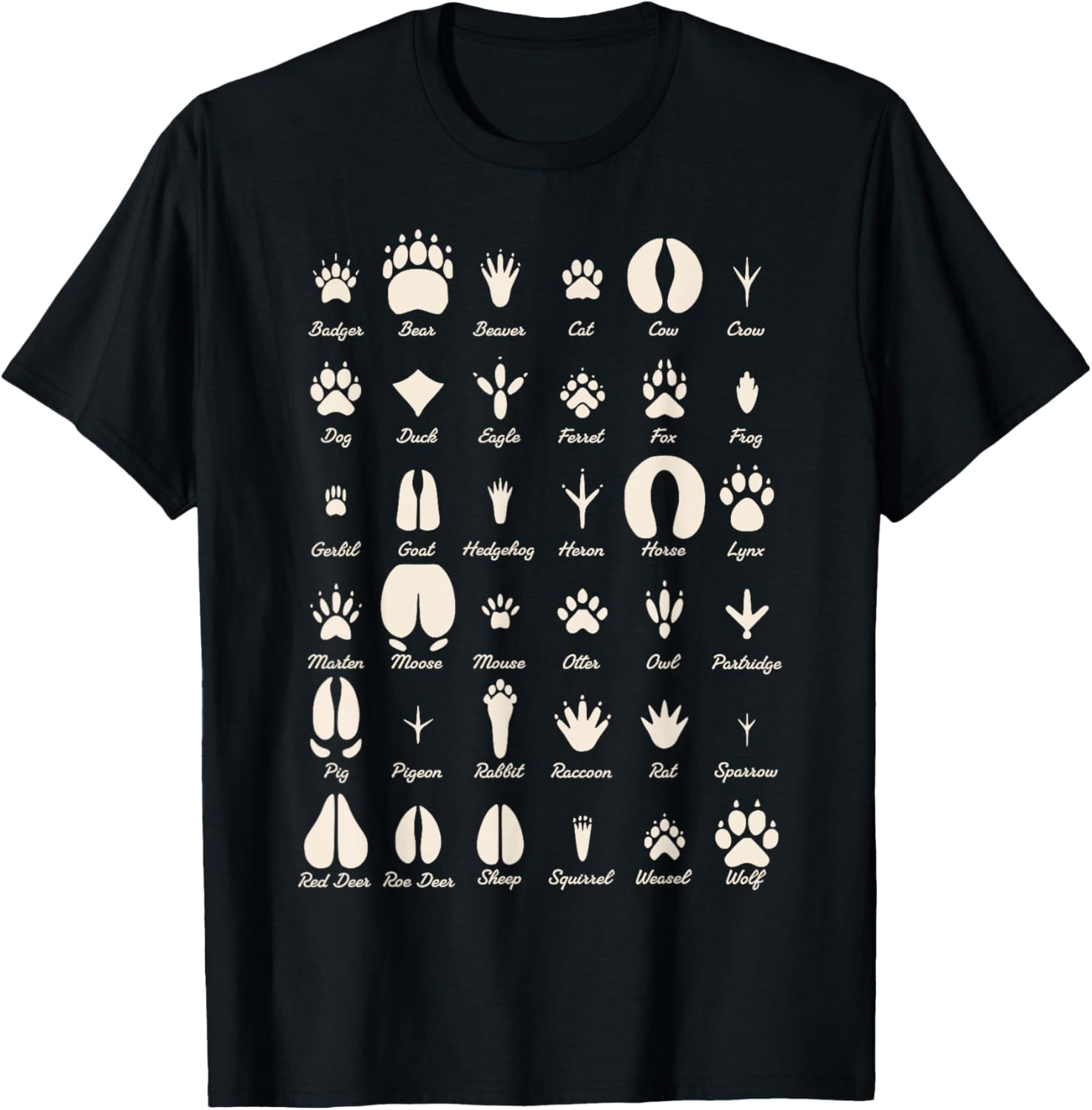 Animal Track S Common Animals Wildlife Tracks T Shirt - Walmart.com