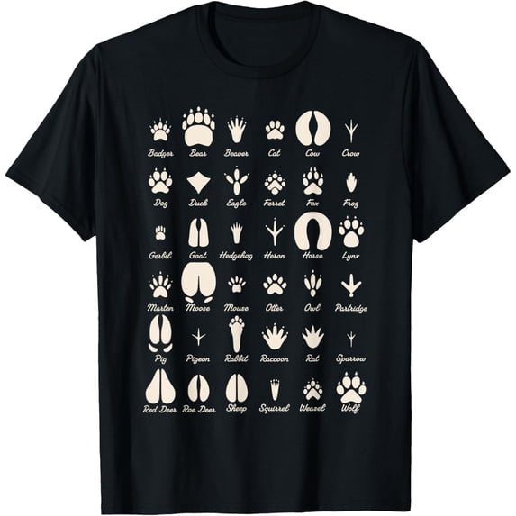 Animal Track S Common Animals Wildlife Tracks T Shirt - Walmart.com