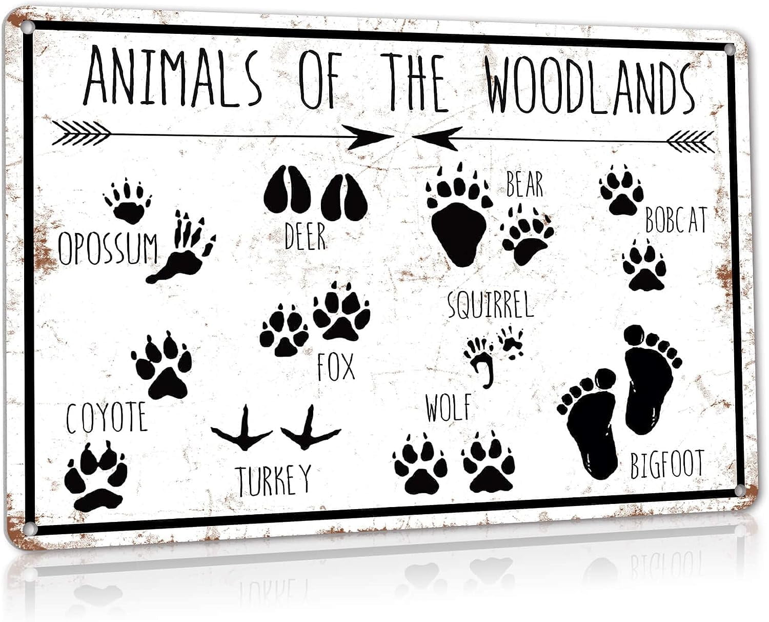 Animal Tracks Field Guide Metal Tin Signs Educational Knowledge Chart ...