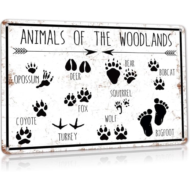 Animal Tracks Field Guide Metal Tin Signs Educational Knowledge Chart ...