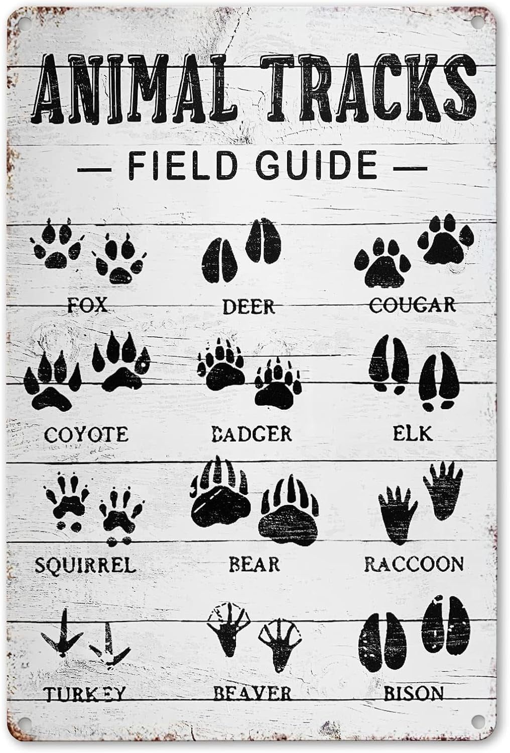 Animal Tracks Field Guide Sign Log Cabin Wall Decor, Forest Hunting ...