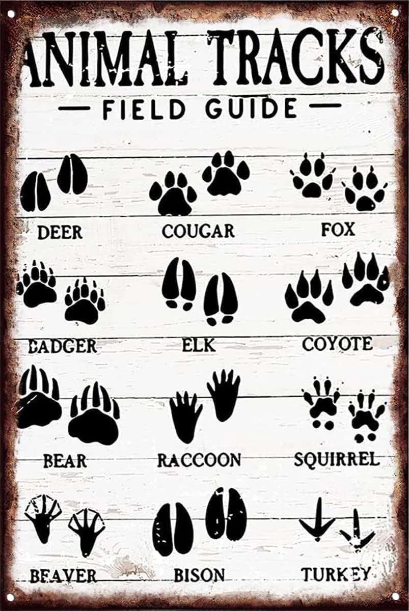 Animal Tracks Field Guide Sign Metal Aluminum Sign Wall Art Decor ...
