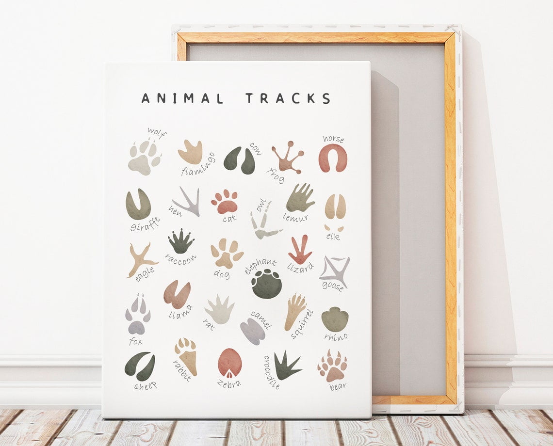 Animal Tracks Poster, Neutral Nursery Wall Decor, Playroom Poster ...