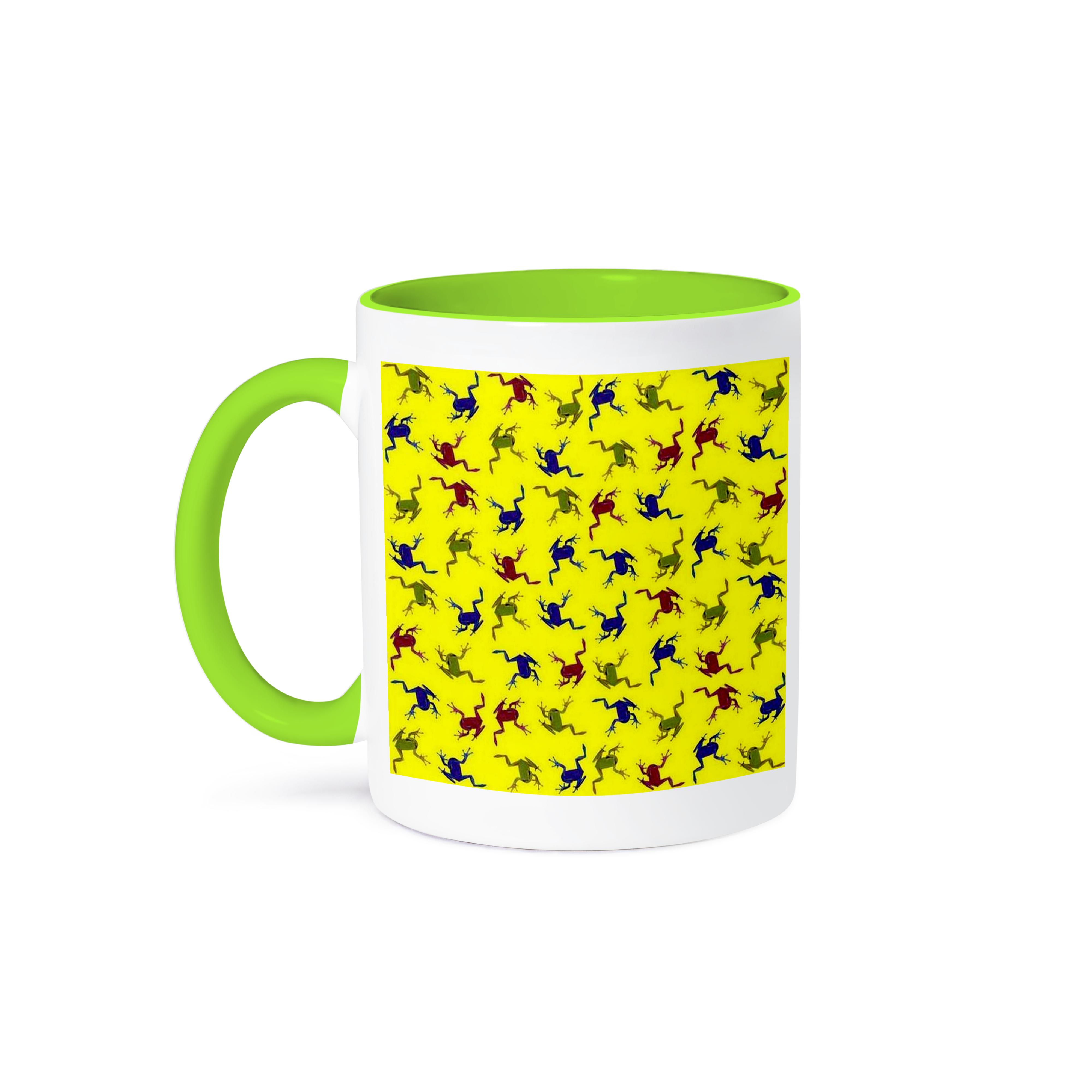 3dRose, Animal Tree Frog Pop Art Collage, 15oz Two-Tone Green Mug ...