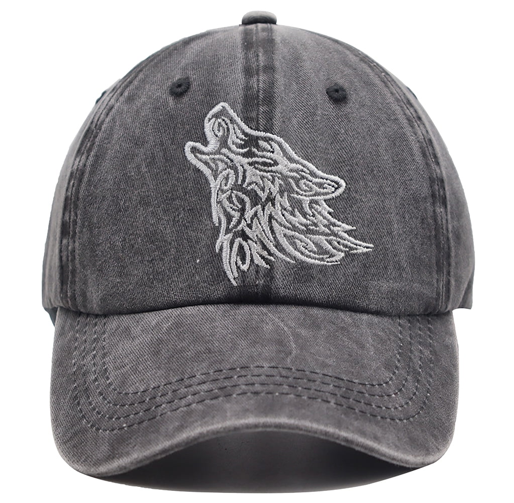 Animal Tribal Wolf Howl Embroidered Unisex Baseball Cap - Walmart.com