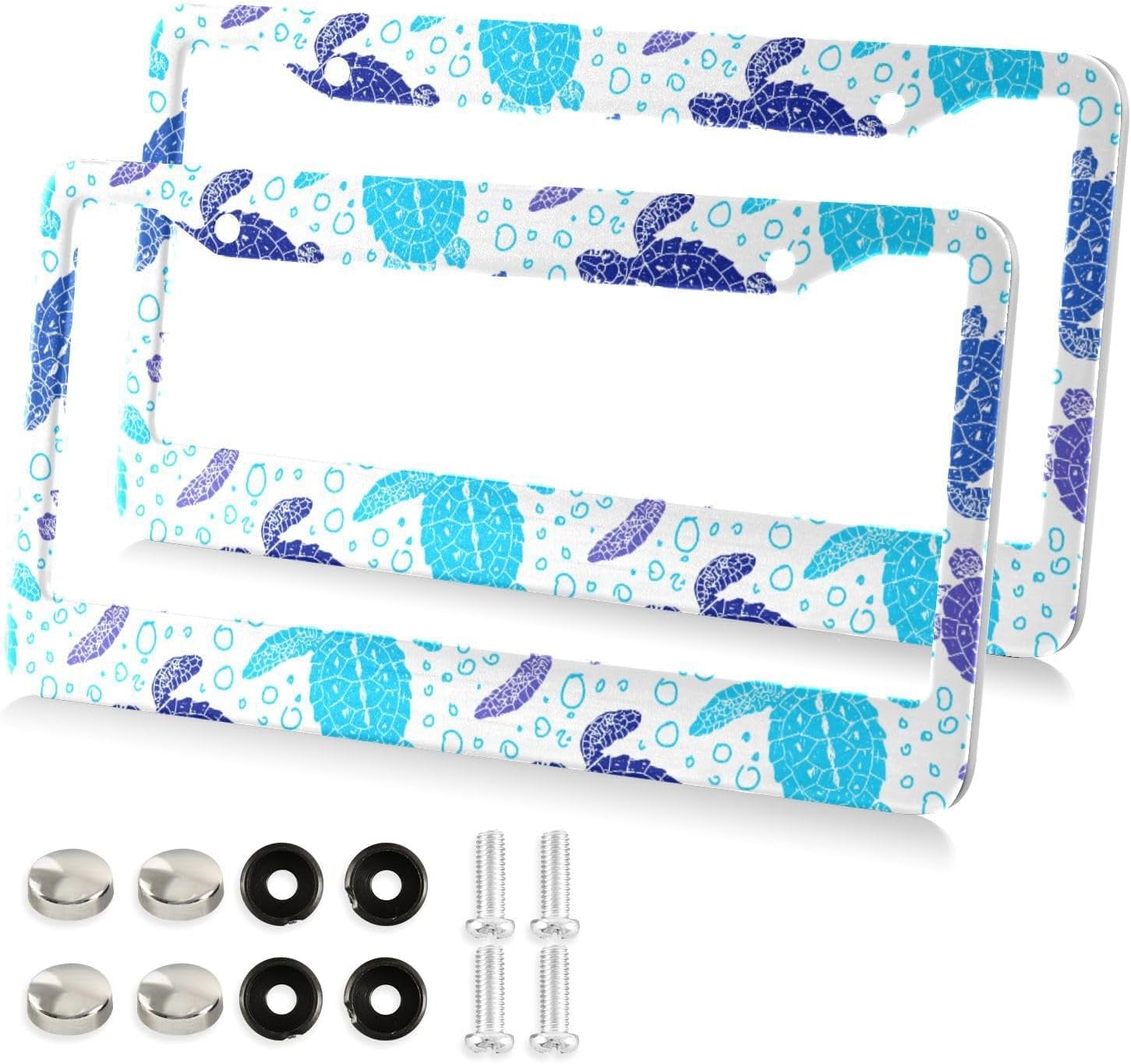 Animal Turtle License Plate Frame - 2 Pack Universal Stainless Steel ...