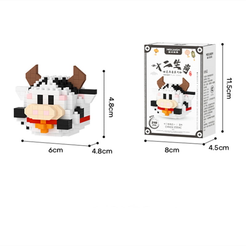 Animal Twelve Zodiac Building Blocks Rabbit Monkey Dragon Ox Rat Dog ...