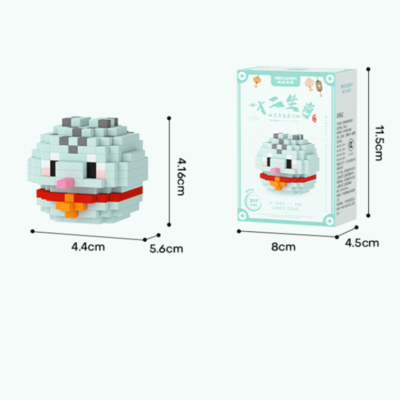 Animal Twelve Zodiac Building Blocks Rabbit Monkey Dragon Ox Rat Dog ...