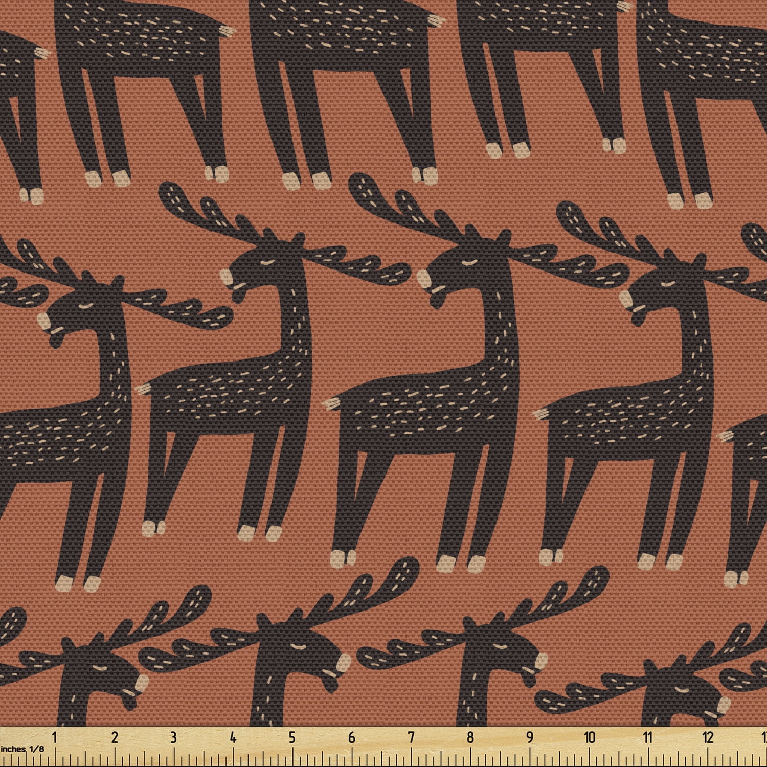 Animal Upholstery Fabric by the Yard, Pattern of Elk Christmas Elements ...