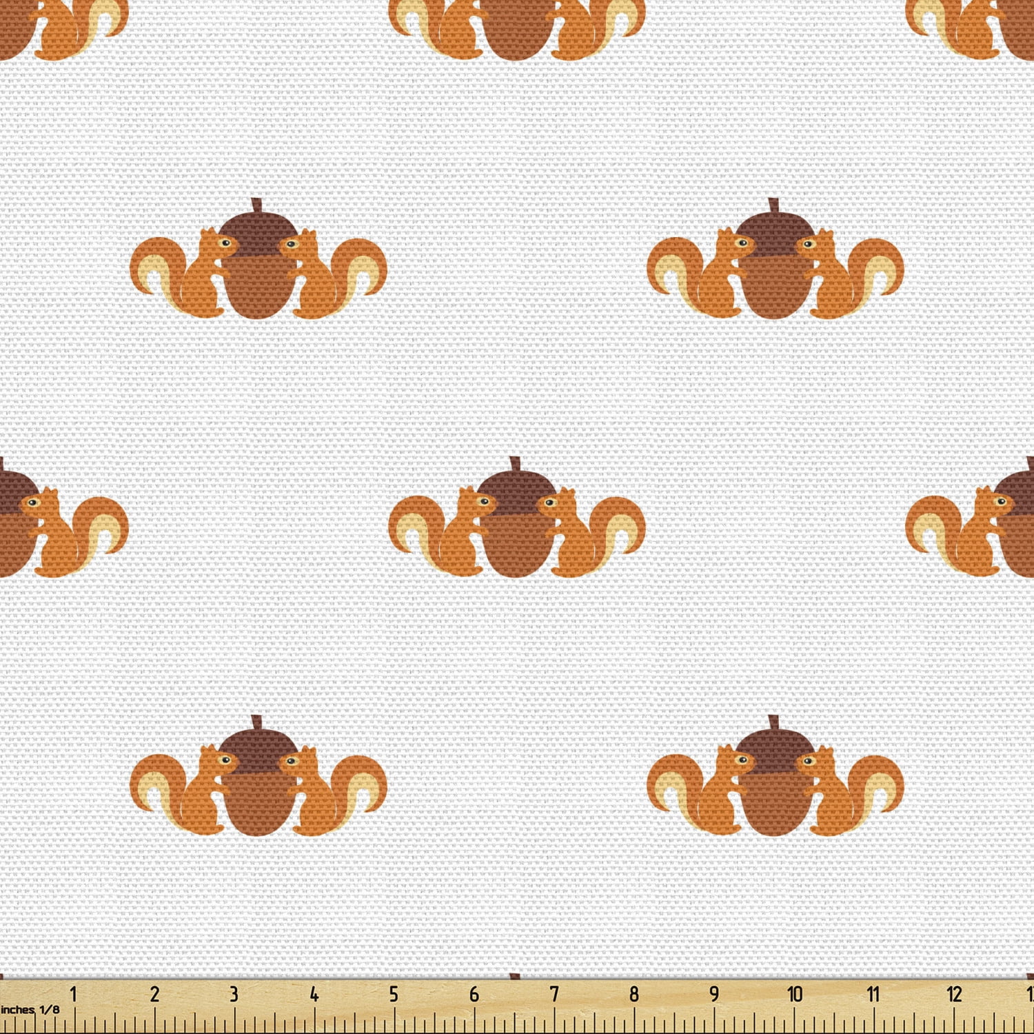 Animal Upholstery Fabric by the Yard, Pattern of Repetitive Woodland Squirrels Along Acorn ...