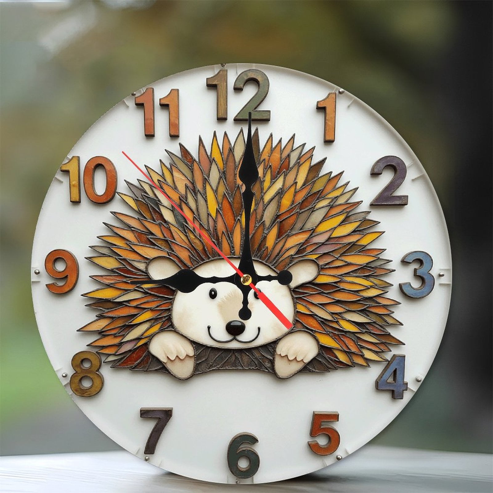 Animal Wall Art Hedgehog Clock Decor for Kids Room 10-Inch Silent ...