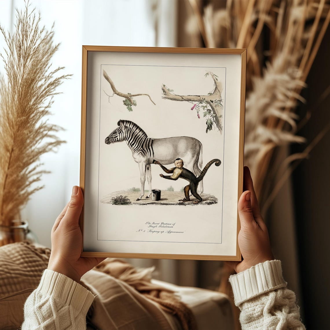 Animal Wall Art Idea Jungle Theme Decor Room Poster Whimsical Monkey ...