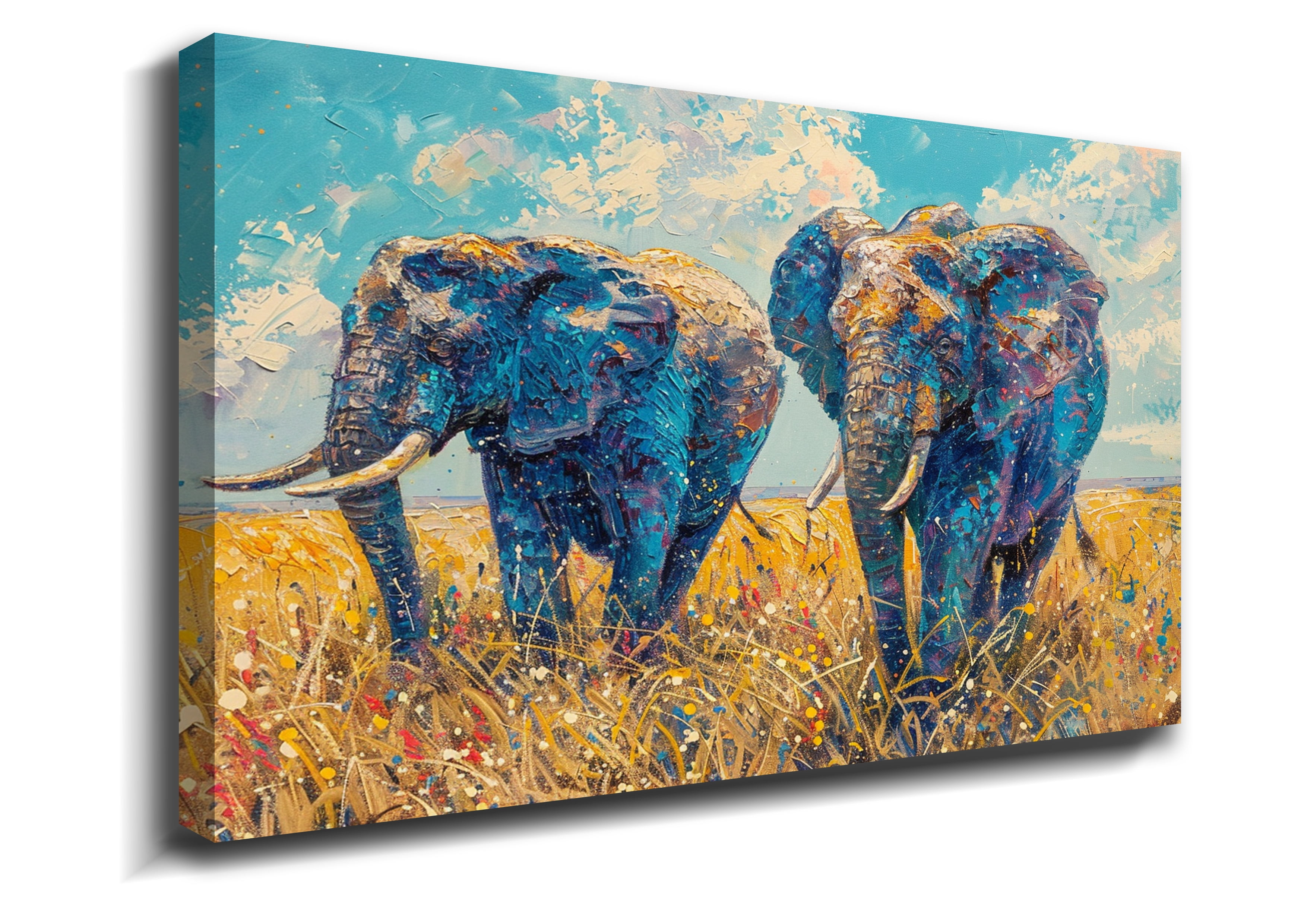 Animal Wall Art Picture Two Elephants Animal Wall Decor Canvas Wall Art ...