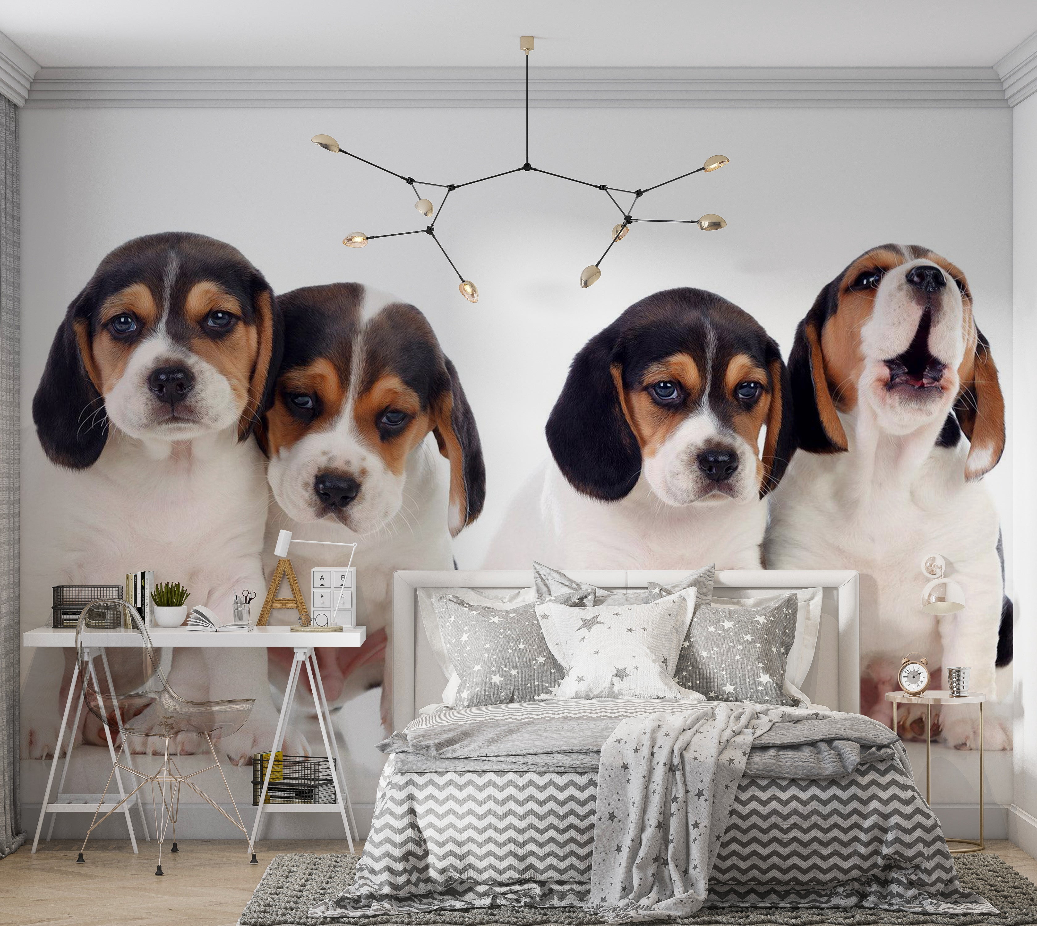 Animal Wallpaper Wall Mural - Cute Puppies - Walmart.com