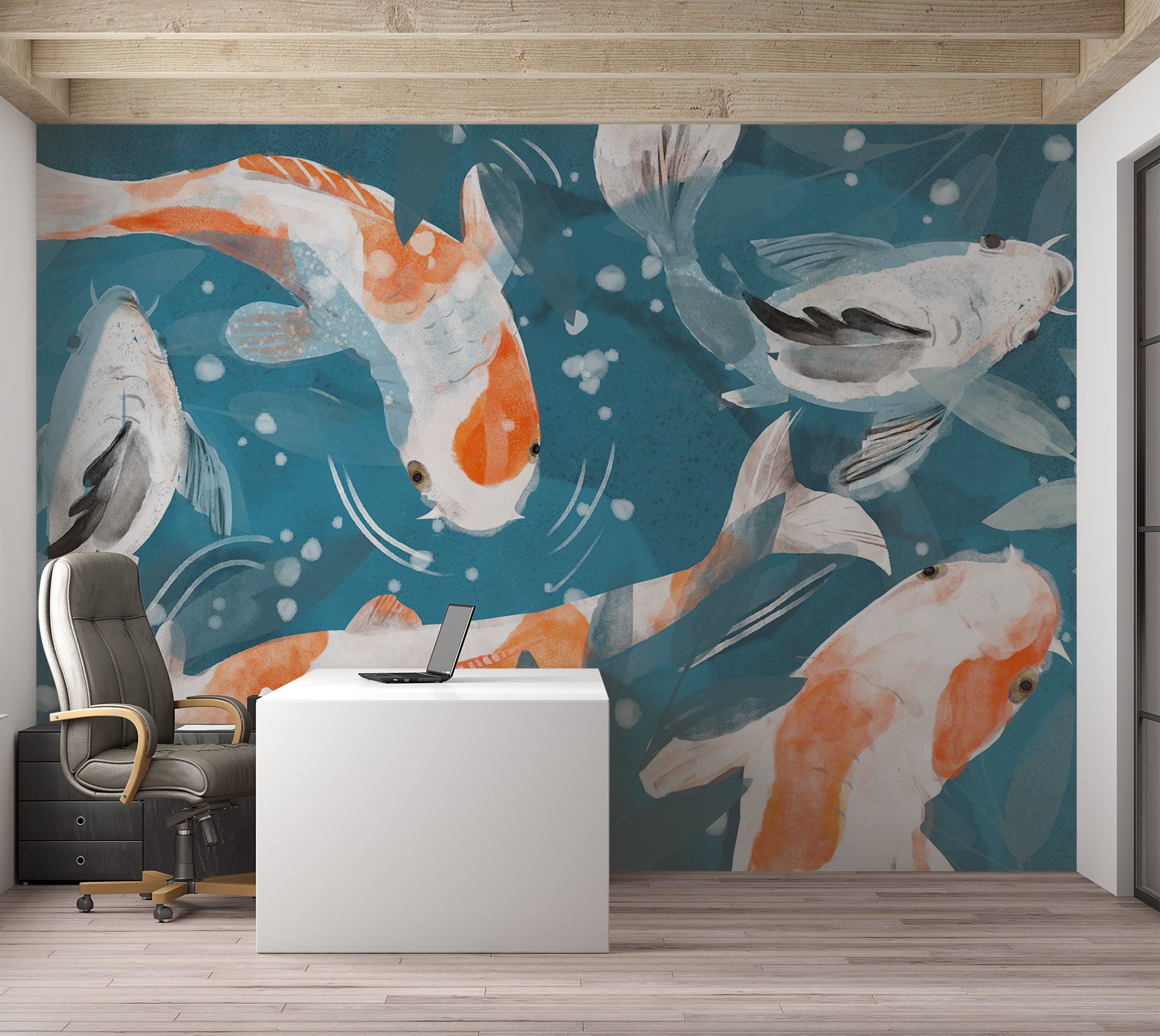 Animal Wallpaper Wall Mural - Koi Fishes - Walmart.com