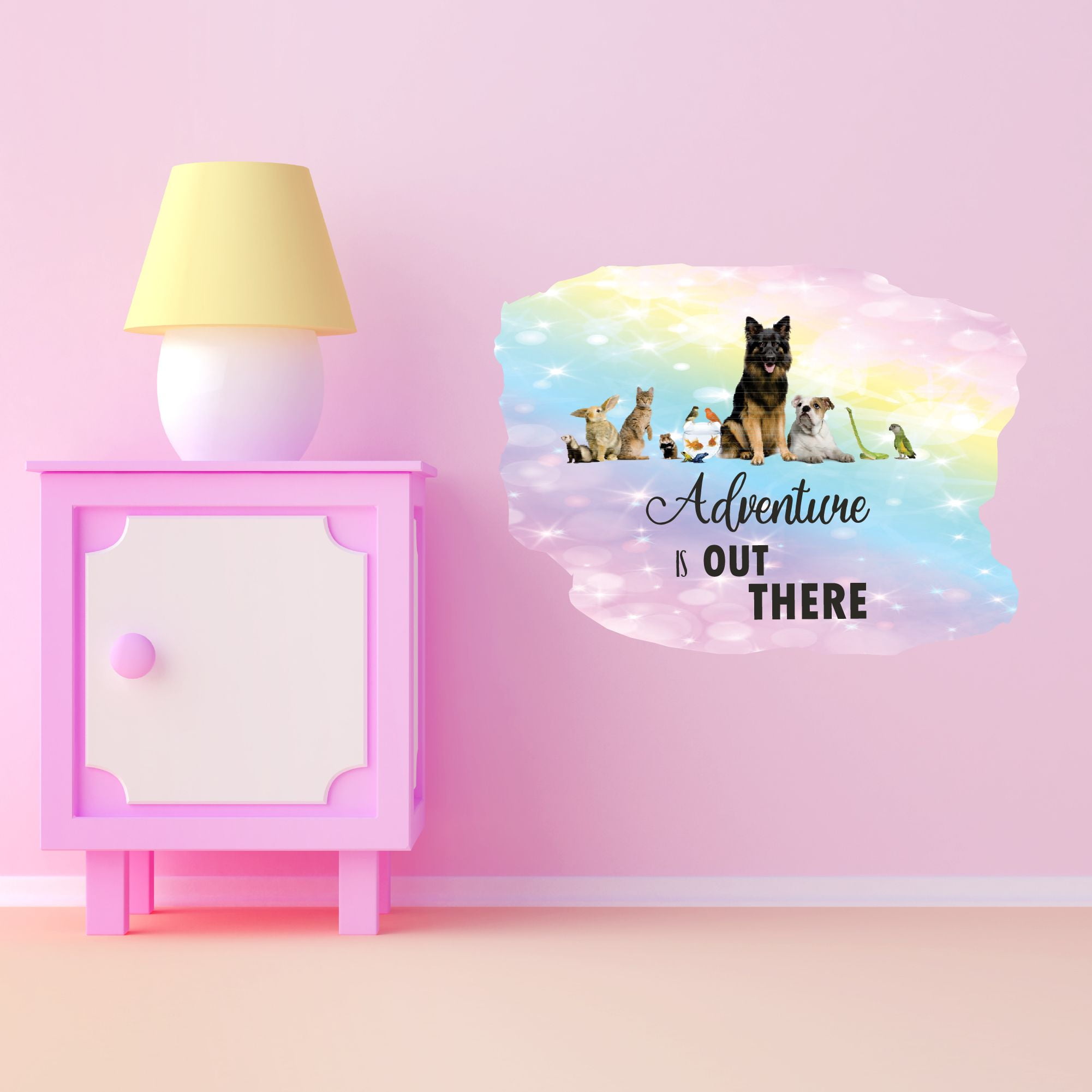 Animal Watercolor Wall Decals for Kids Room - Pet Animals Group Photo ...