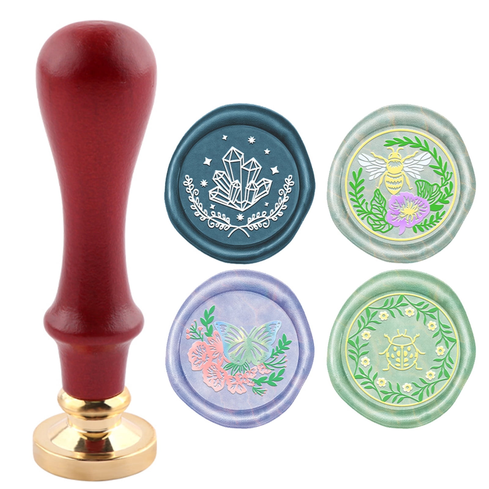 Animal Wax Seal Stamp Set 4 Brass Stamp Heads With 1 Wooden Handle For ...