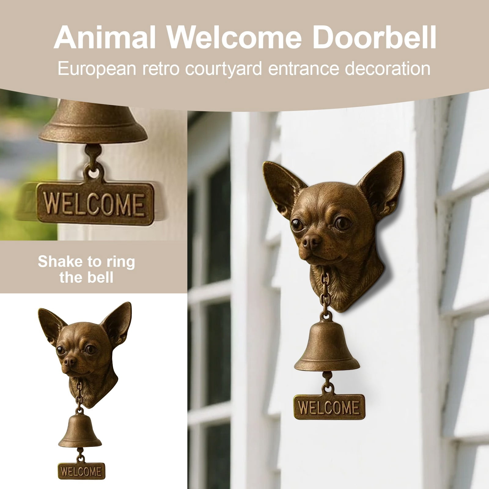 Animal Welcome Doorbell Series, Dog Welcome Bell, Vintage Cast Iron ...
