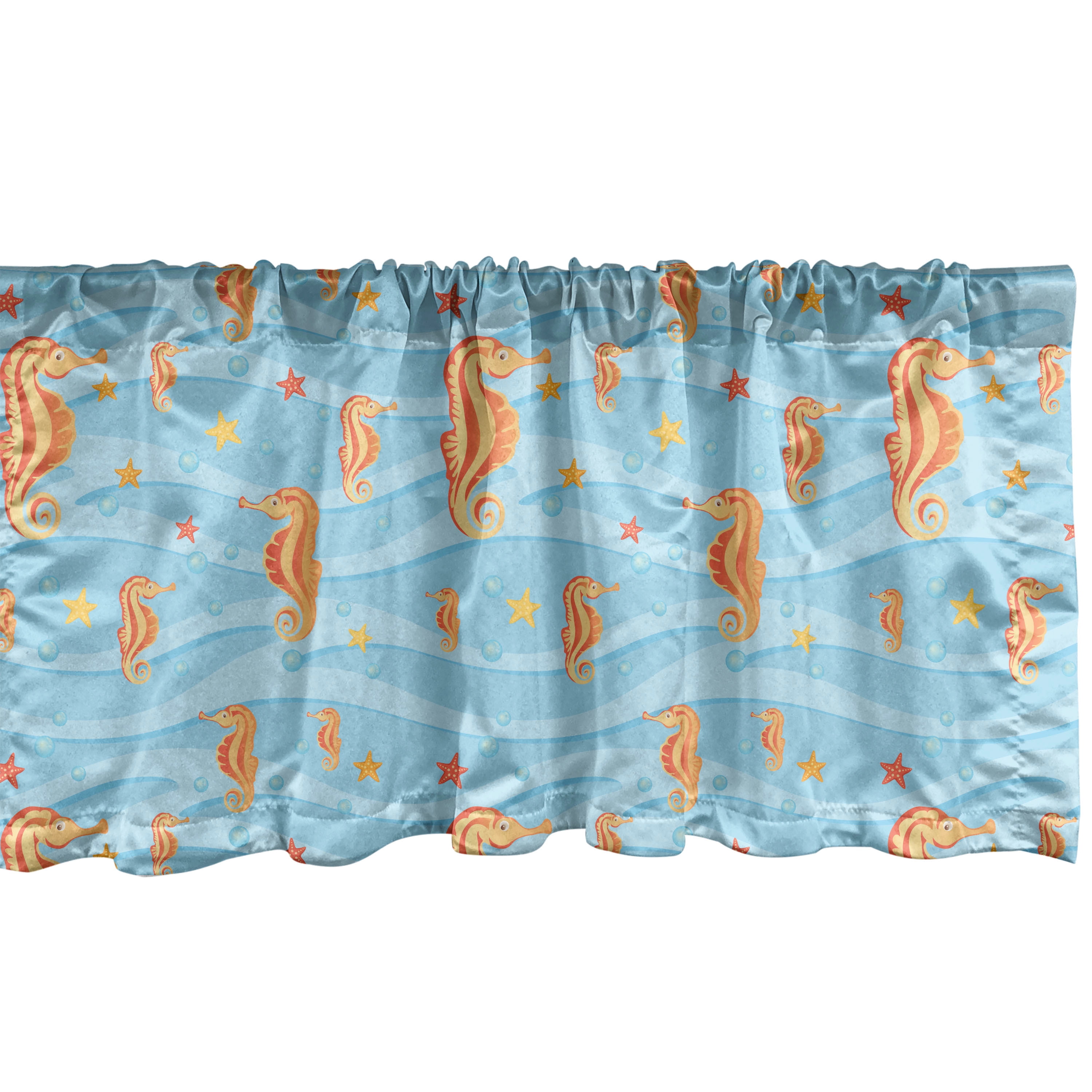 Animal Window Valance, Water Bubbles on the Surface with Seahorse and ...