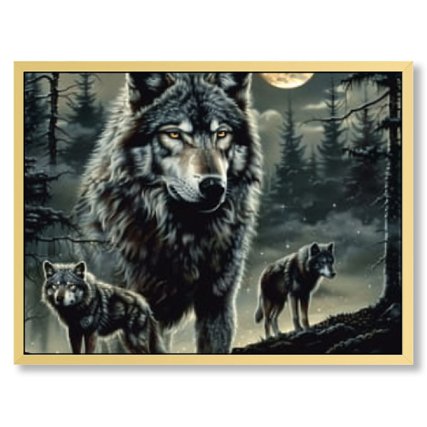 Animal Wolf Art Night Black Poster Canvas Wall Art Posters & Prints ...