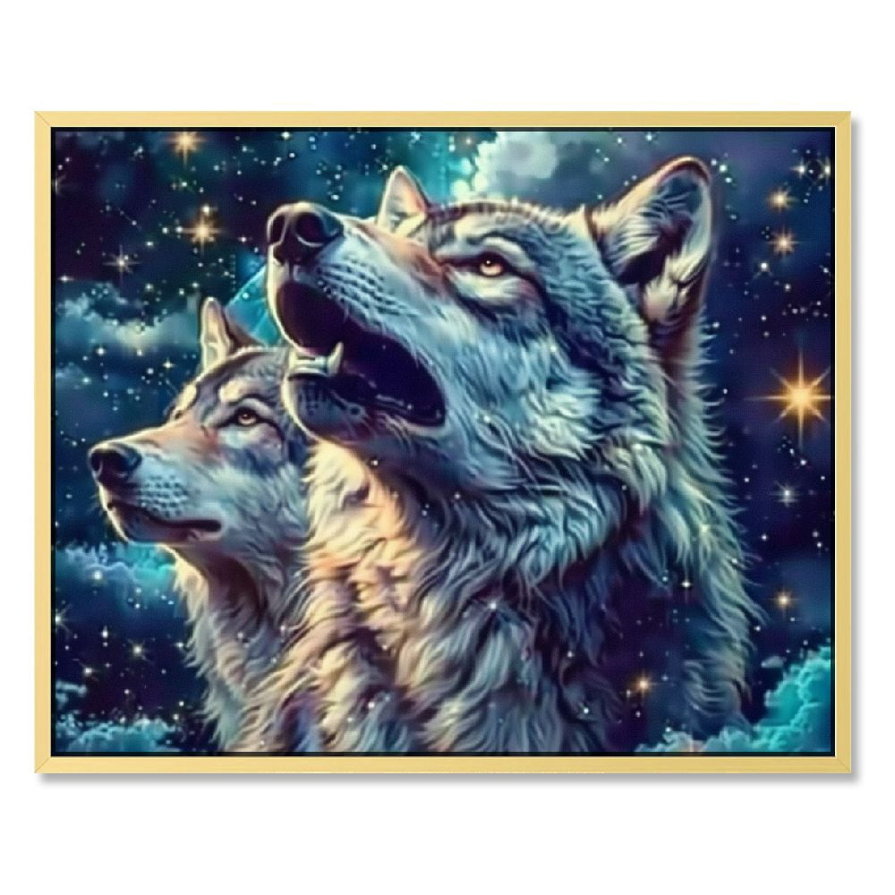 Animal Wolf Roar Starry Sky Clone Poster Canvas Wall Art Posters & Prints Hanging Painting for ...