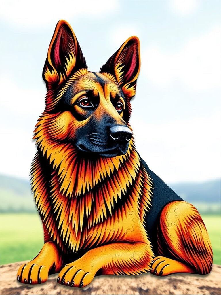 Animal Wooden Puzzles German Shepherd Dog 1000 Pieces Adult Jigsaw ...